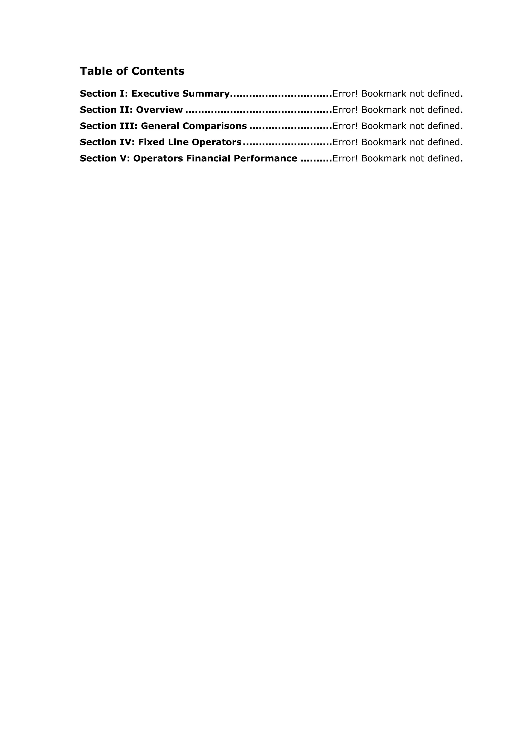 A Scorecard Of Key Performance Indicators Of Fixed Operators In The