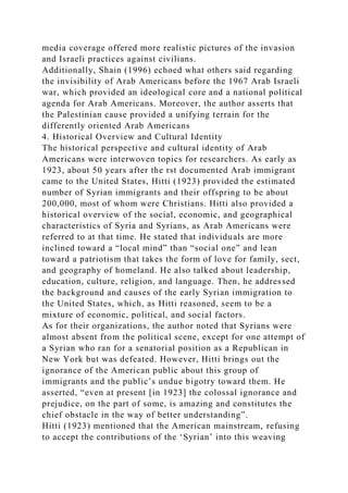 Arab Americans Stereotypes, Con ict, History, Cultural Identity.docx