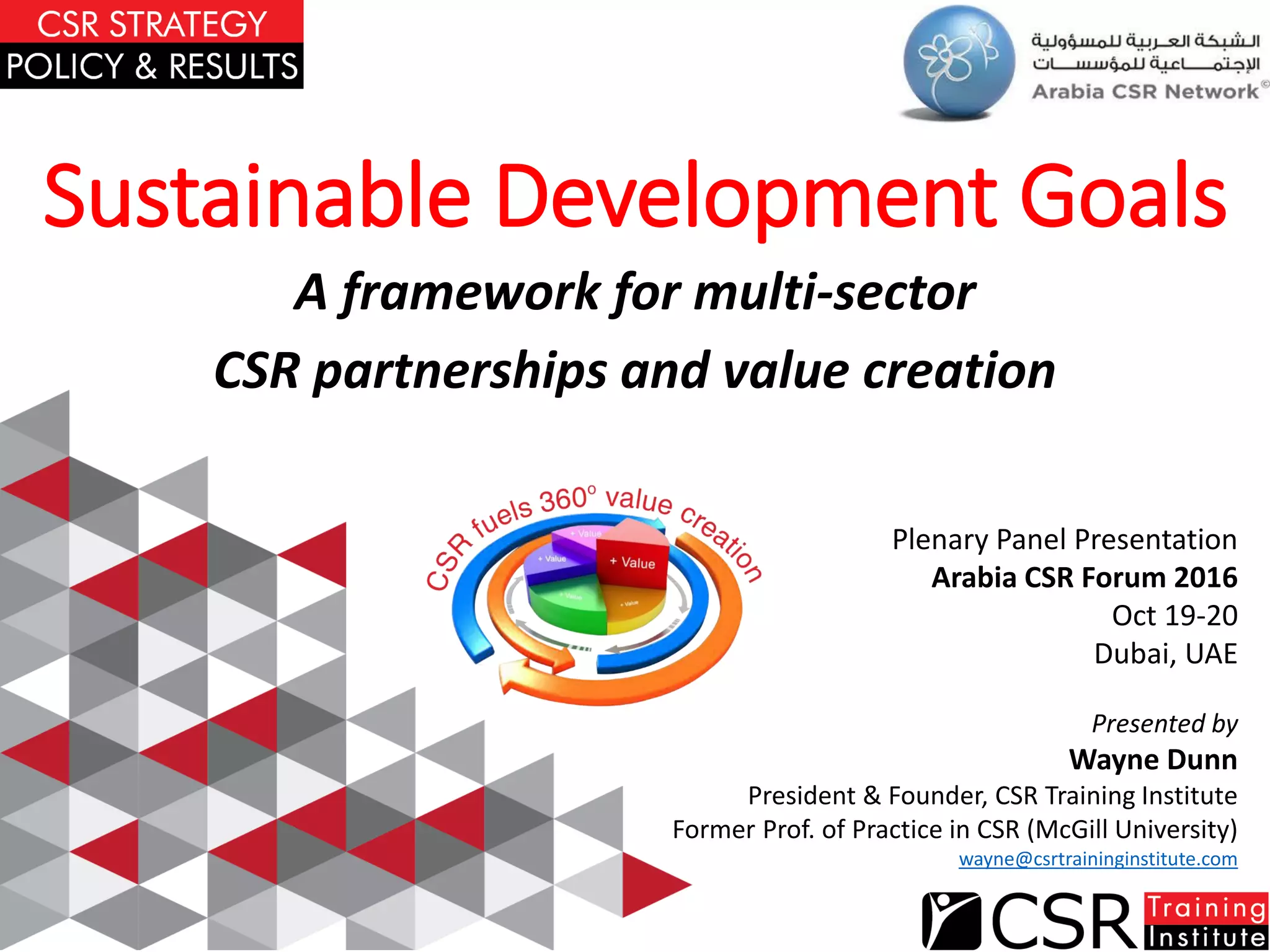 SDGs: A framework for multi-sector CSR partnerships and value creation ...