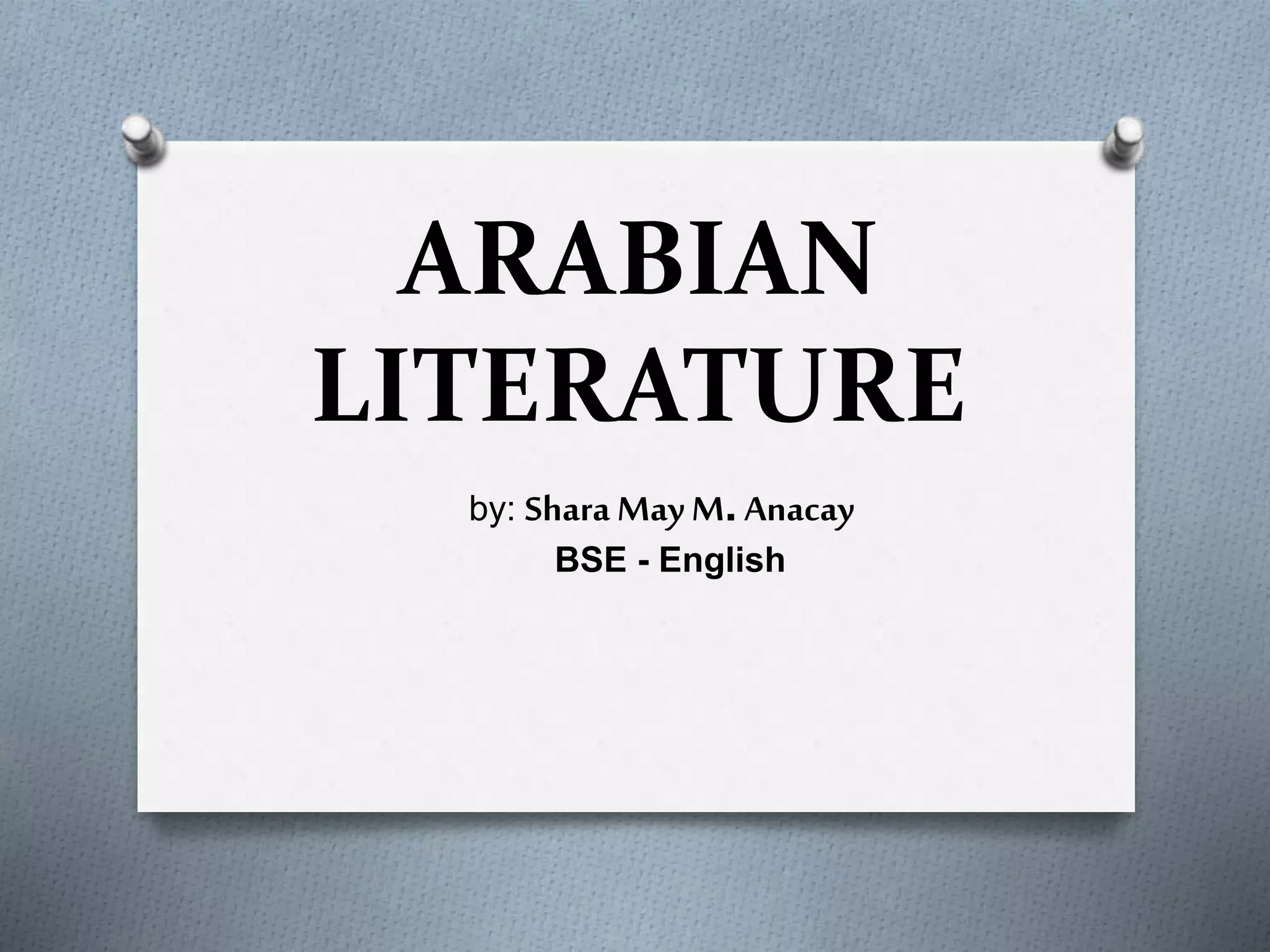 Arabian literature ppt | PPT