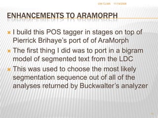 Arabic morphology and POS-tagging | PPT