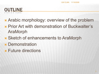 Arabic morphology and POS-tagging | PPT
