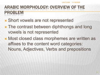 Arabic morphology and POS-tagging | PPTX