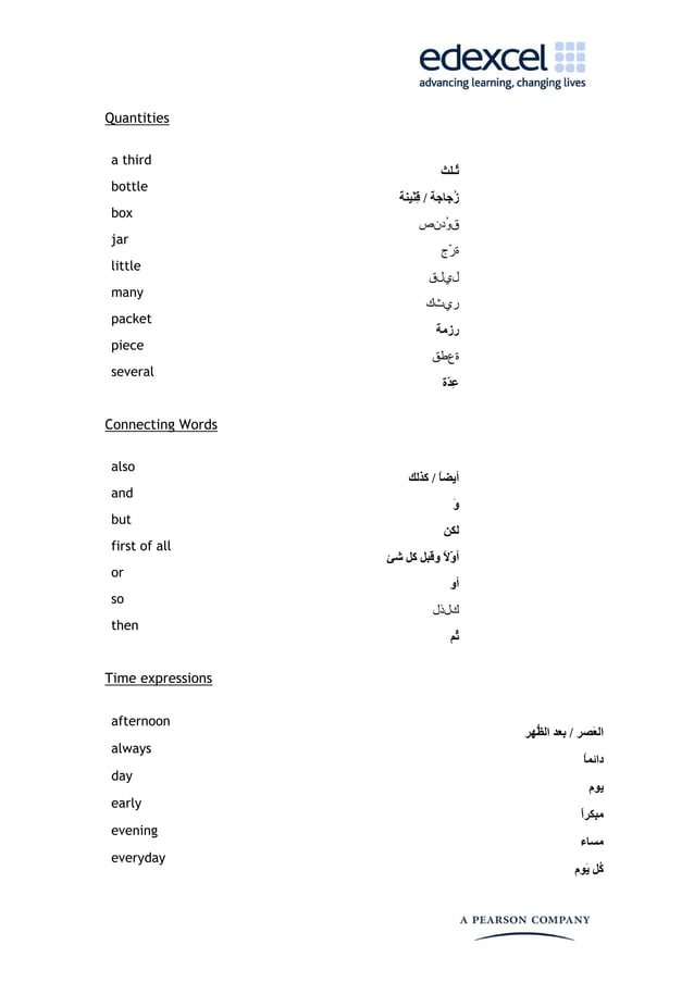 Arabic vocabulary | PDF