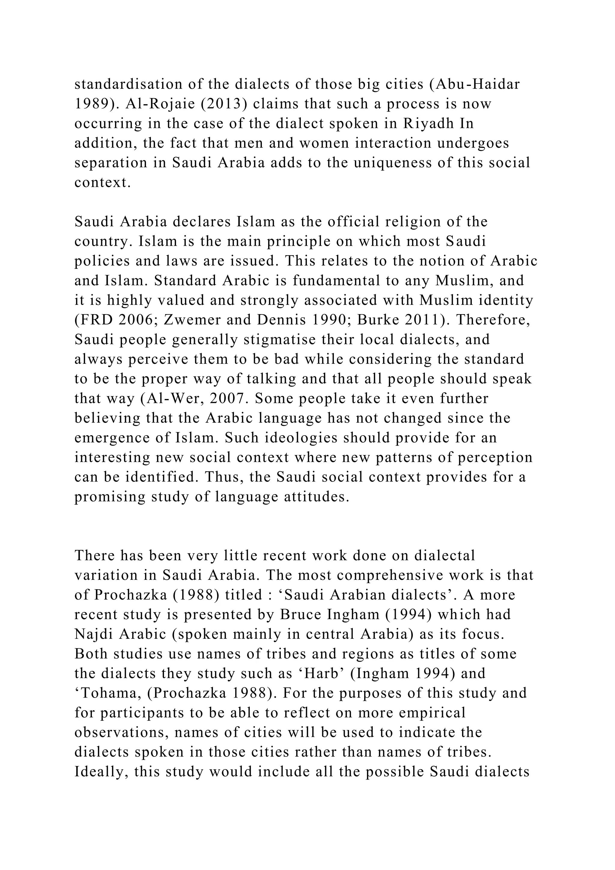 Arabic dialect attitudes Saudi Arabia. IntroductionAs Gar.docx