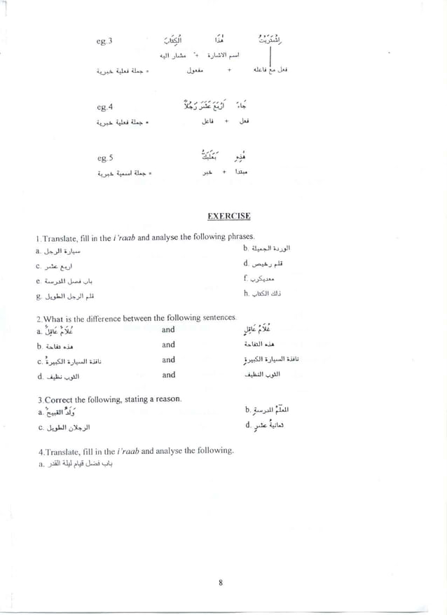 Arabic grammar – easy syntax (arabic english) | PDF