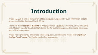Arabic Language Lesson “greetings/numbers/colors” | PPTX