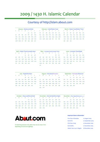 Arabic Letter With Islamic Calendar | PDF