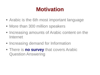 Arabic Question Answering: Challenges, Tasks, Approaches, Test-sets ...