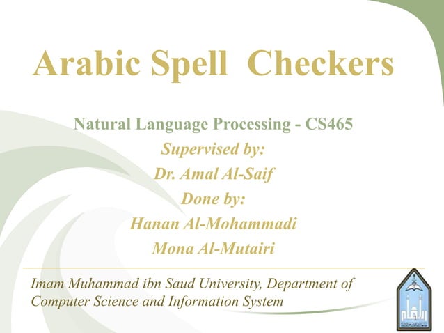 Arabic spell checkers | PPT