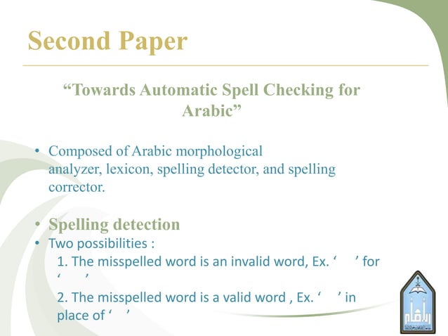 Arabic spell checkers | PPT