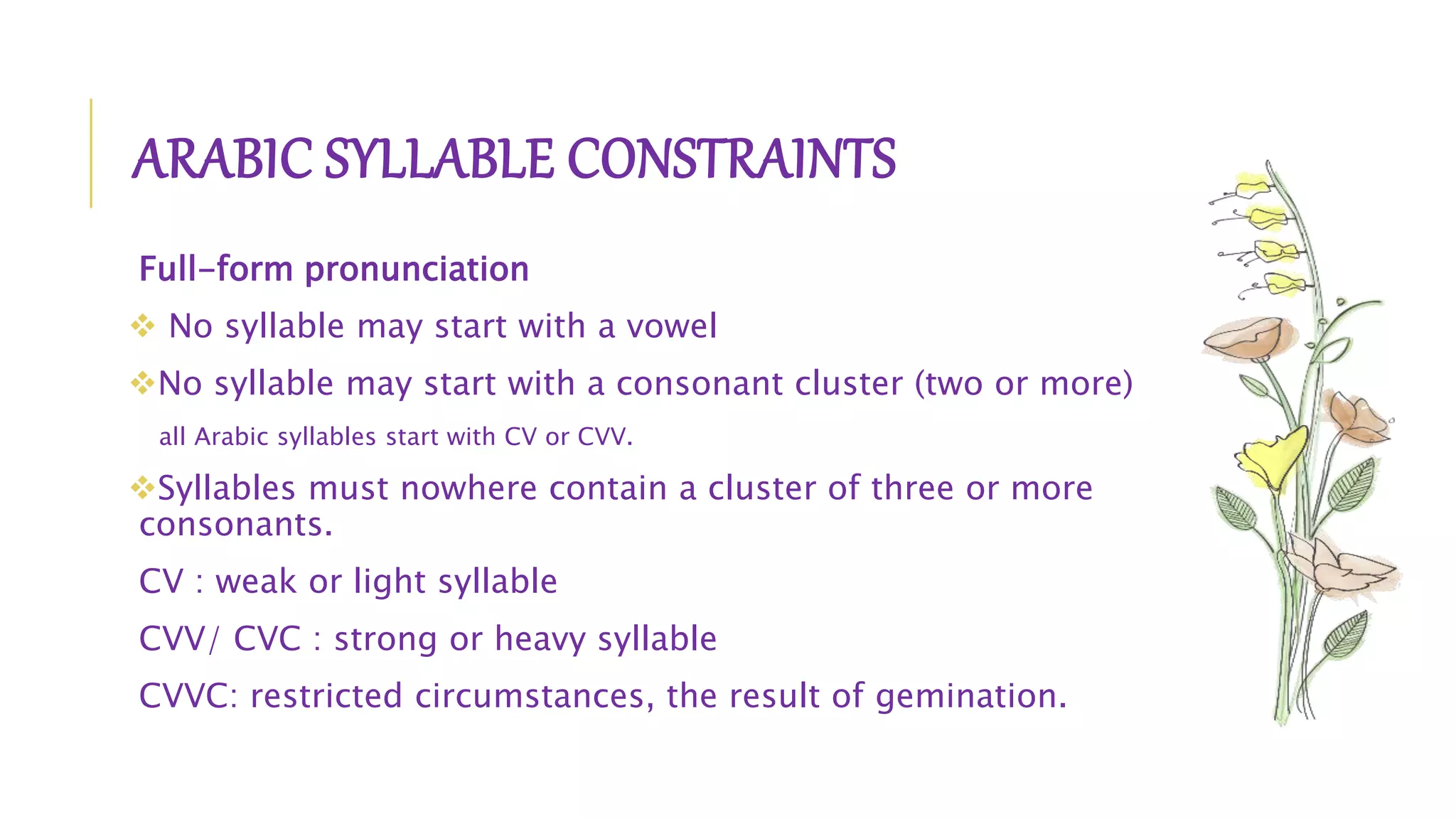 Arabic syllable structure and stress | PPTX