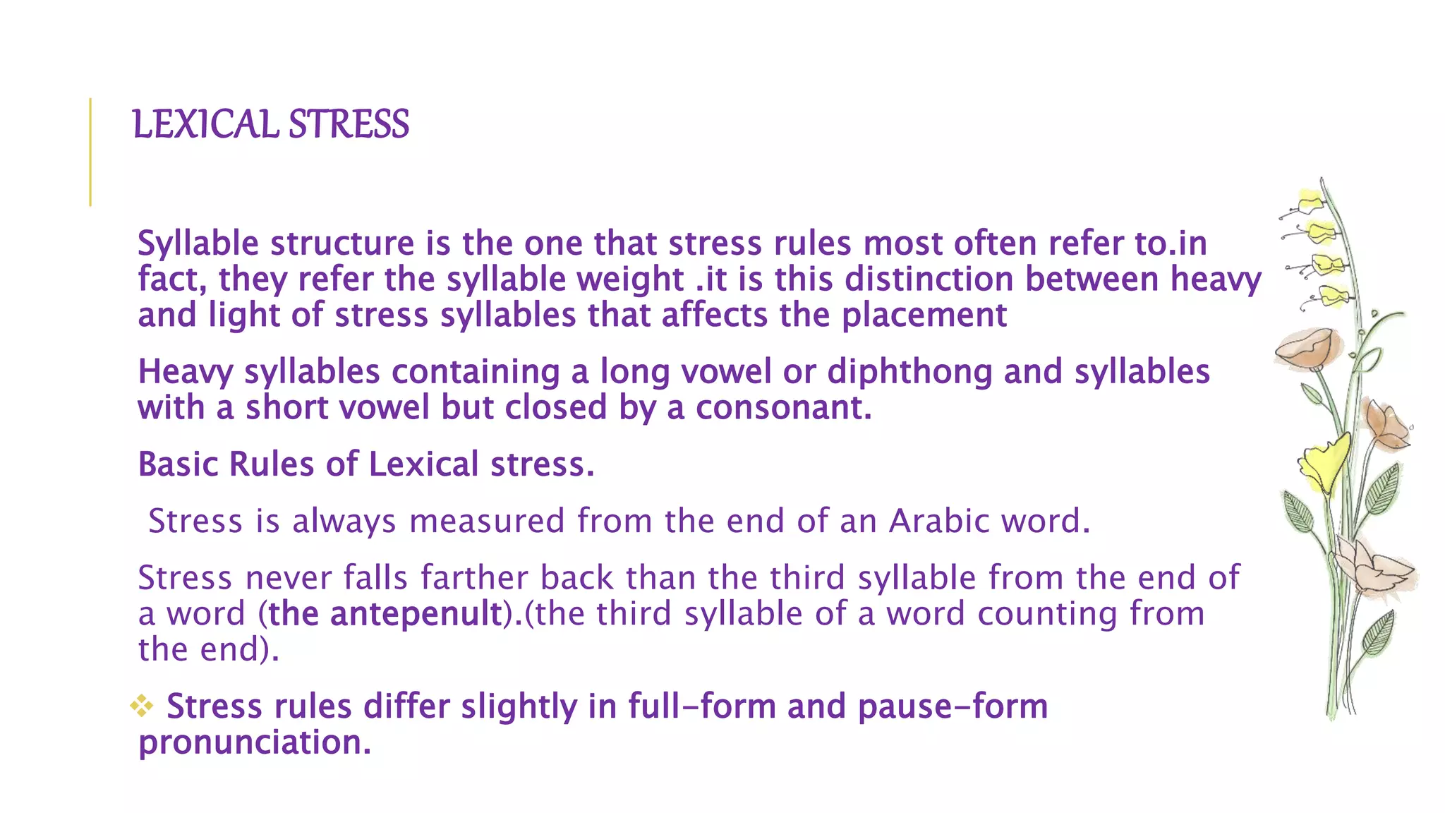 Arabic syllable structure and stress | PPTX