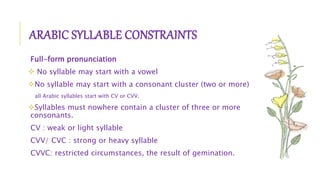 Arabic syllable structure and stress | PPTX