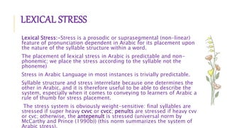 Arabic syllable structure and stress | PPTX