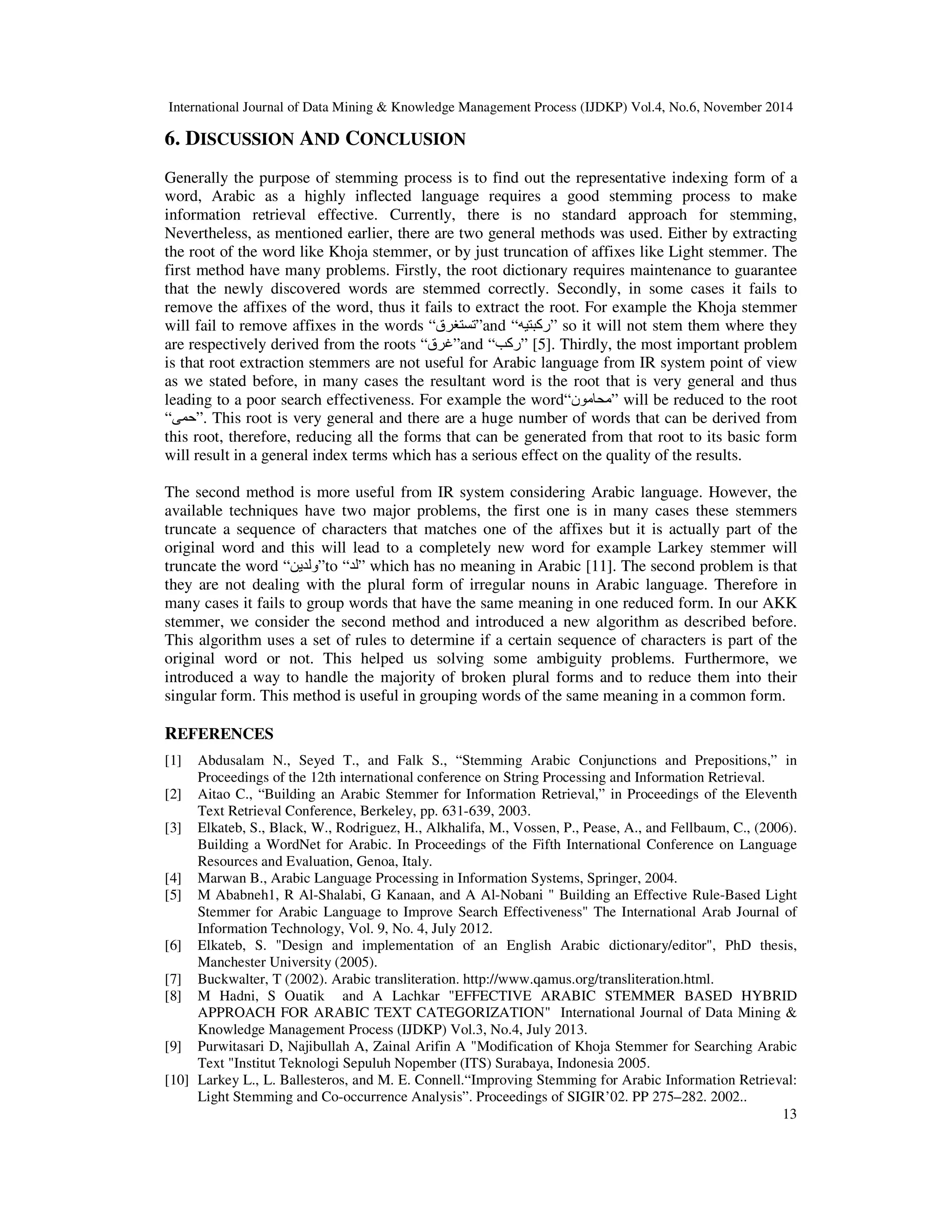 Arabic Words Stemming Approach Using Arabic Wordnet Pdf Search