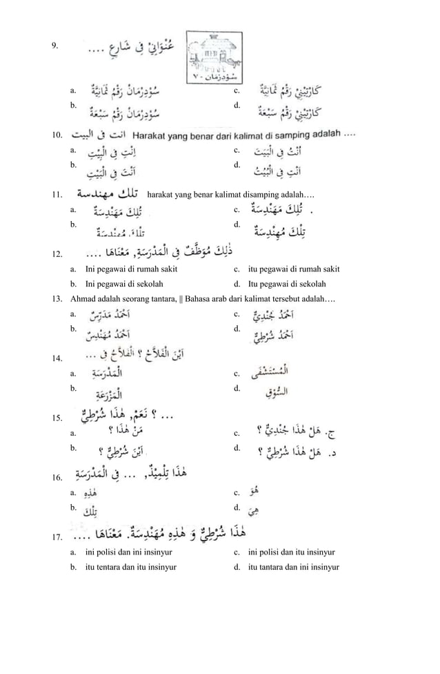 Soal Bahasa arab kelas 4.docx