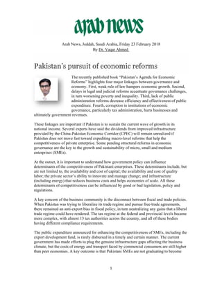 Pakistan's pursuit of economic reforms | PDF | Financial Reform | Economy
