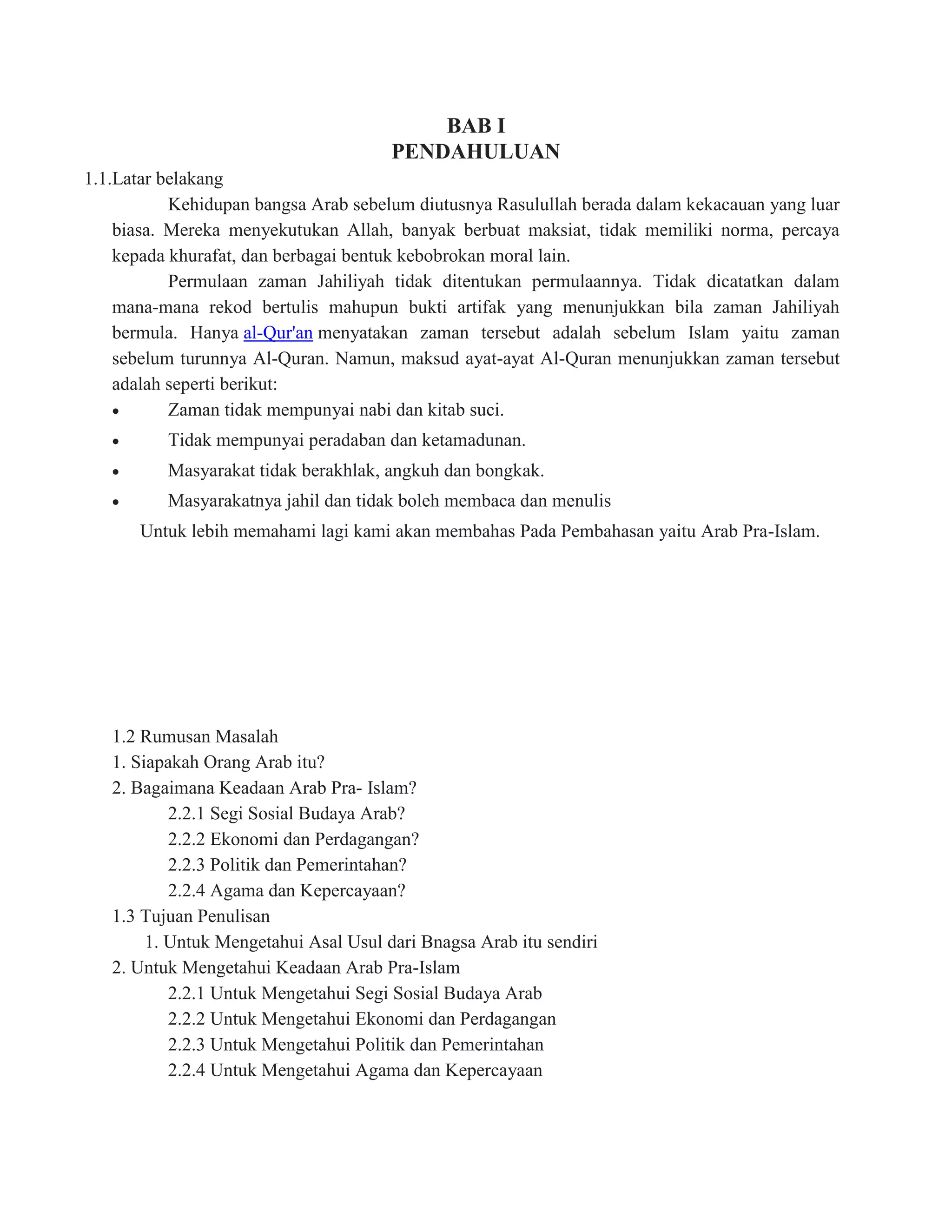 Arab pra islam | DOCX