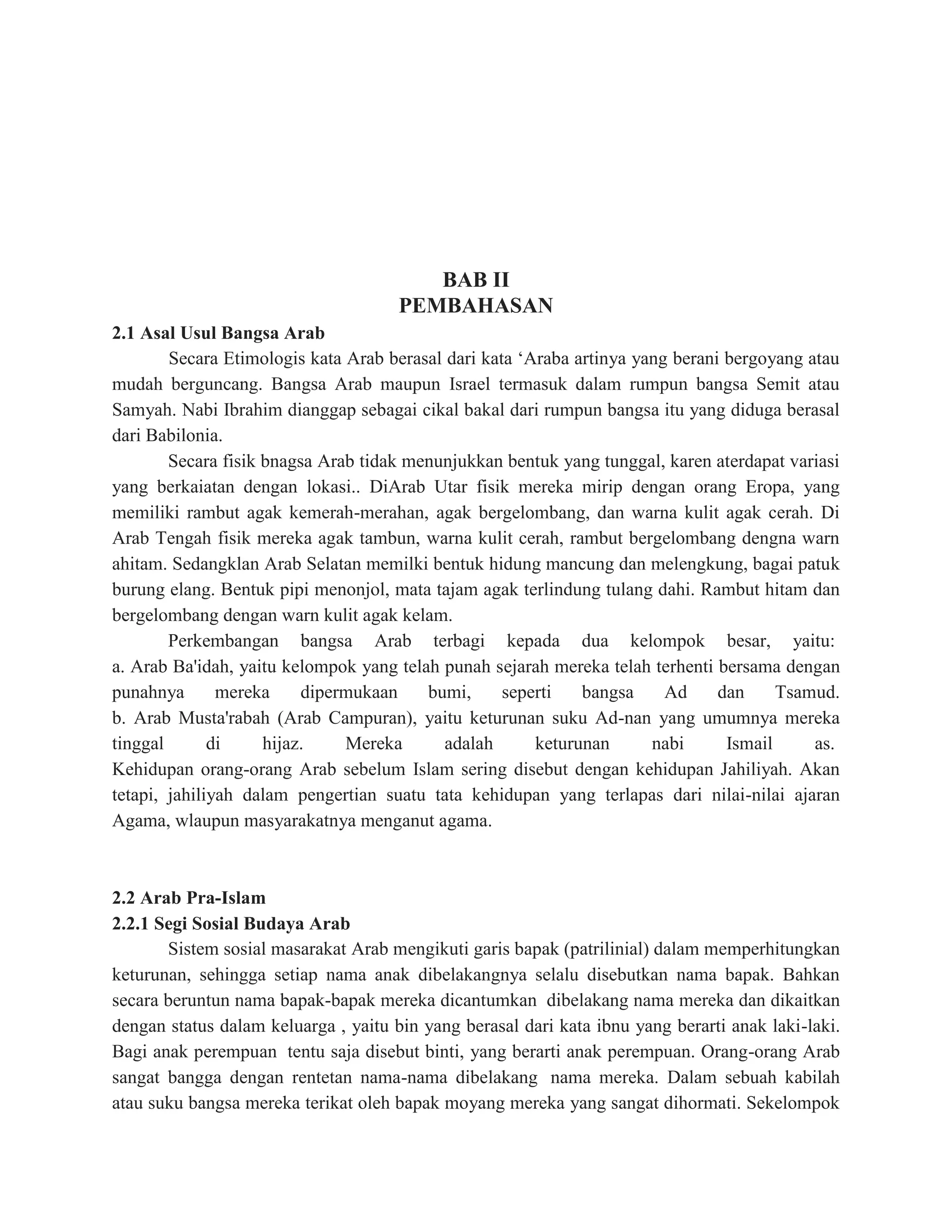 Arab pra islam | DOCX