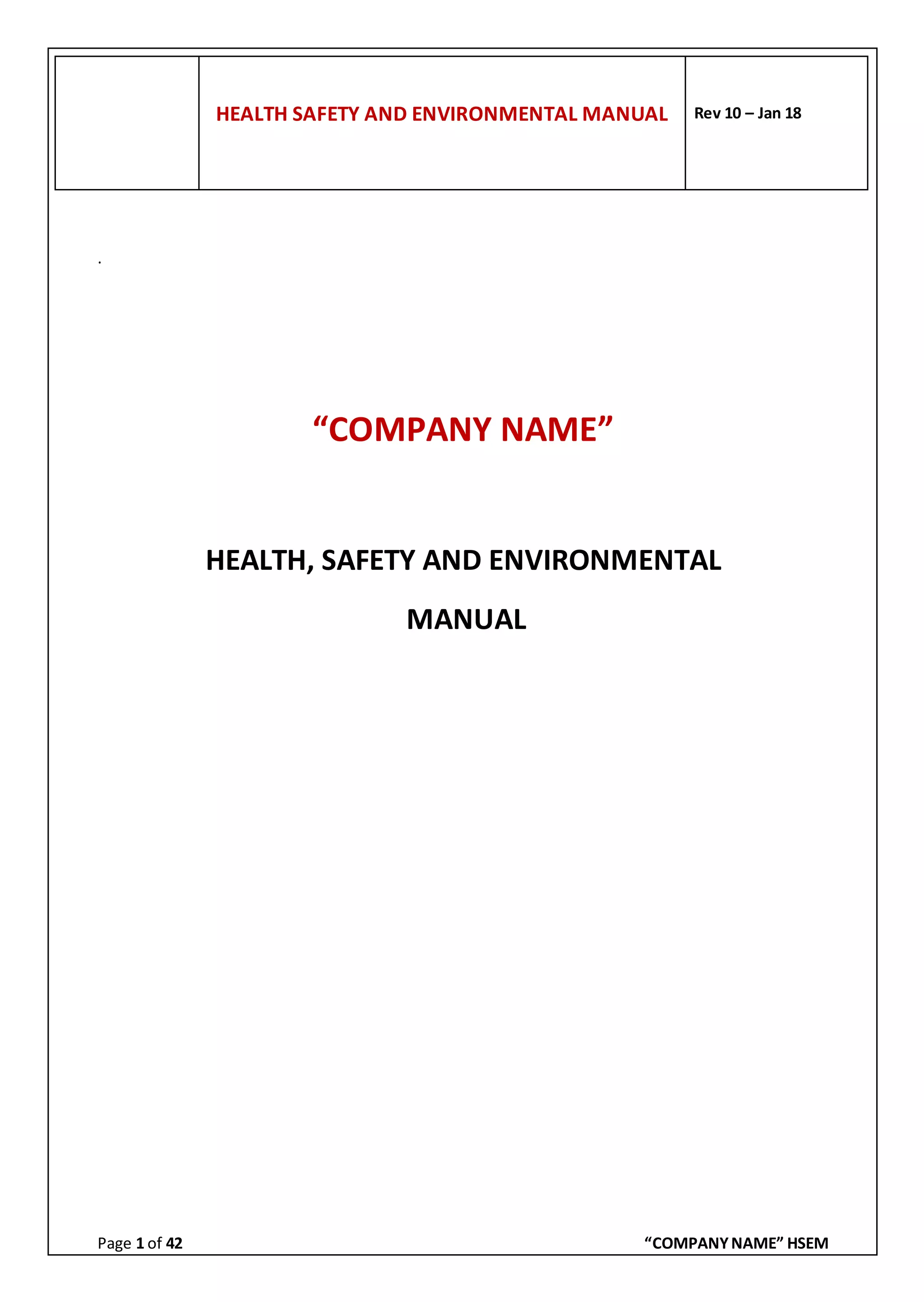 HEALTH, SAFETY AND ENVIRONMENTAL MANUAL | DOCX
