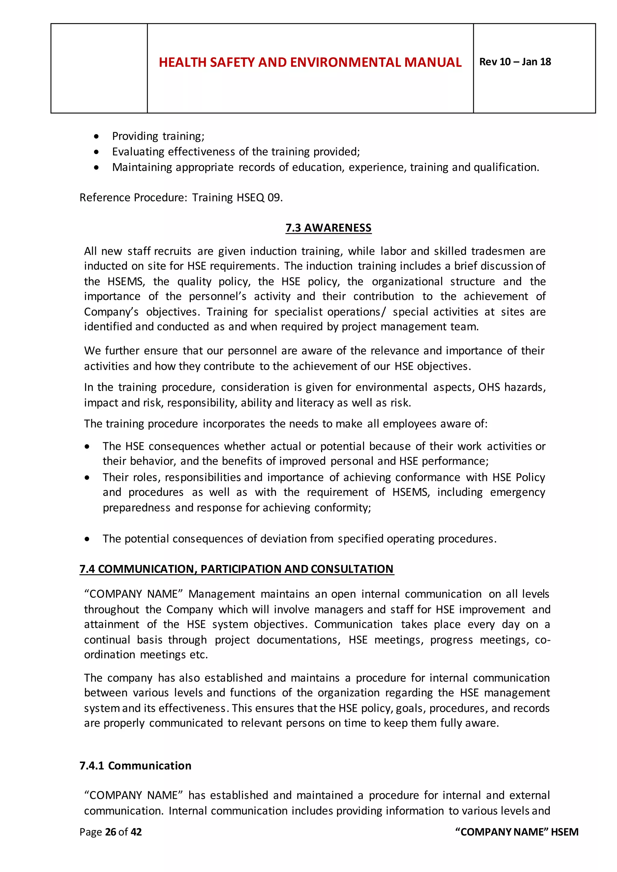 HEALTH, SAFETY AND ENVIRONMENTAL MANUAL | DOCX