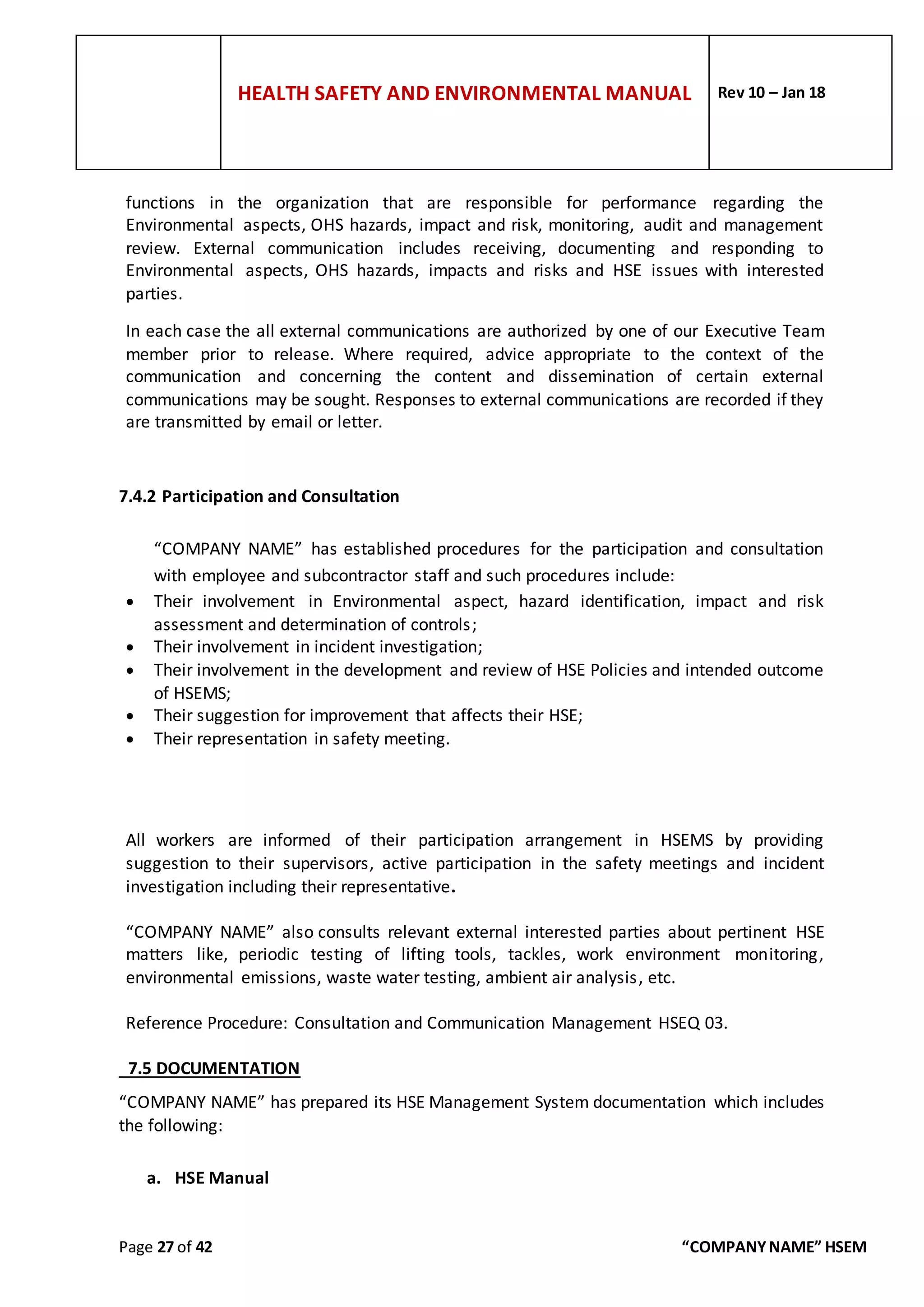 HEALTH, SAFETY AND ENVIRONMENTAL MANUAL | DOCX