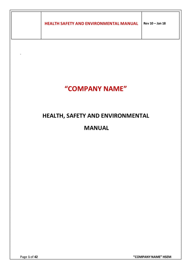 HEALTH, SAFETY AND ENVIRONMENTAL MANUAL | DOCX | Business Operations | Business