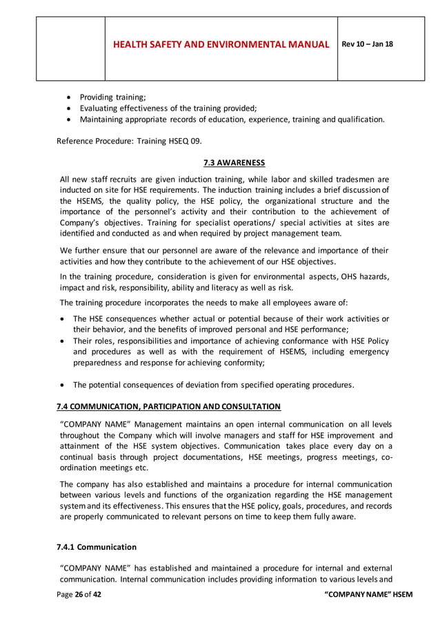 HEALTH, SAFETY AND ENVIRONMENTAL MANUAL | PDF