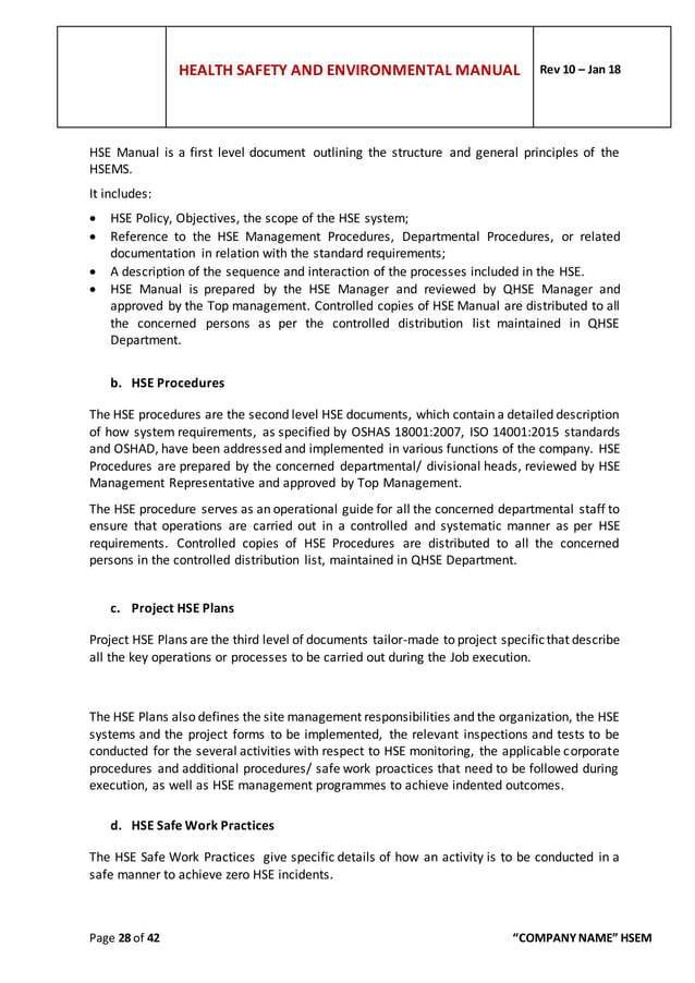 HEALTH, SAFETY AND ENVIRONMENTAL MANUAL | PDF