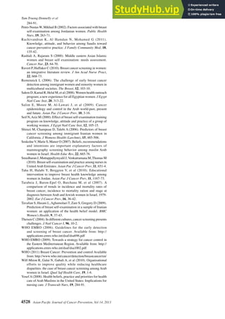 Arab Women S Breast Cancer Screening Practices A Literature Review | PDF | Cancer | Diseases and ...