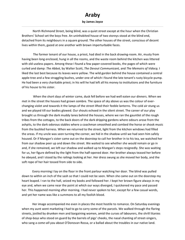 Araby -james joyce | PDF