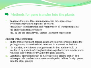 Recombinant protein production in plants | PPTX