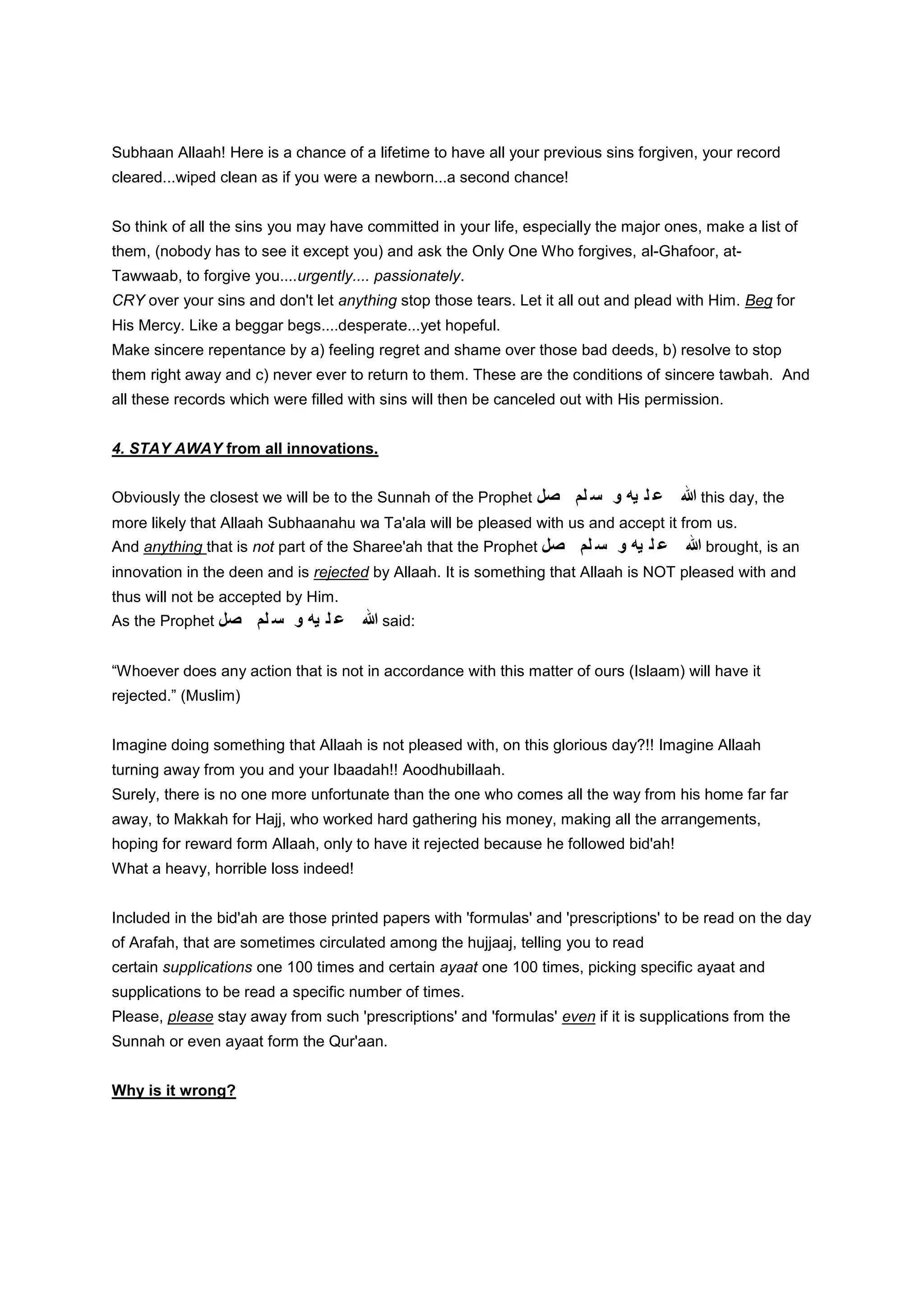What to do on the Day of Arafah | PDF