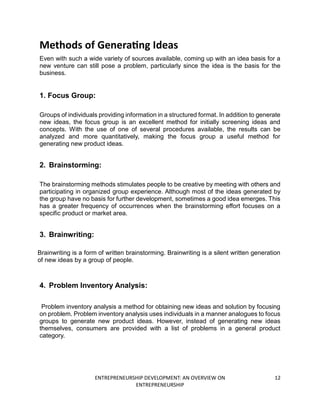 ENTREPRENEURSHIP DEVELOPMENT : AN OVERVIEW | PDF