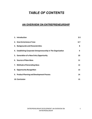 ENTREPRENEURSHIP DEVELOPMENT : AN OVERVIEW | PDF