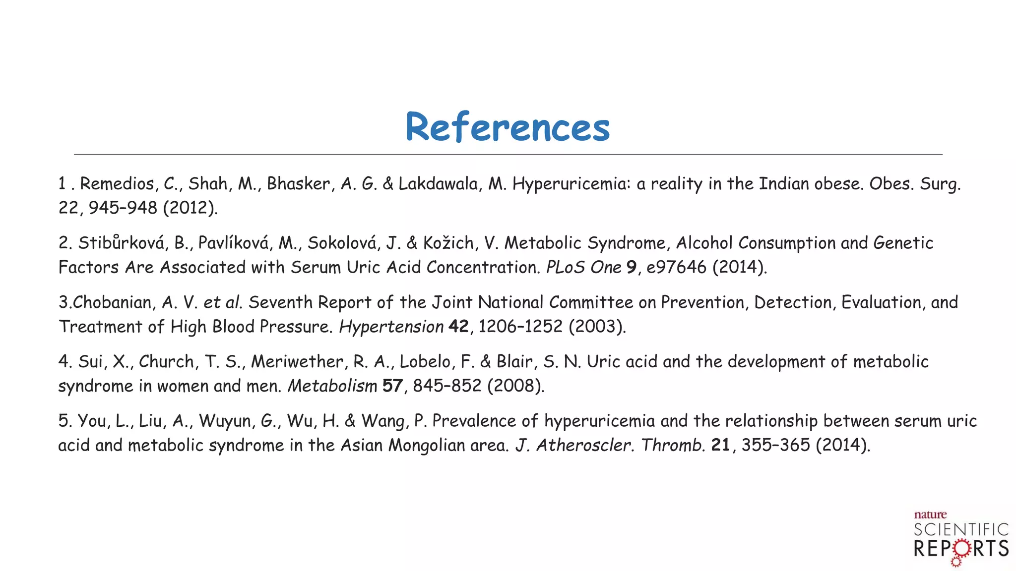 Relationship between serum uric acid and hypertension | PPTX