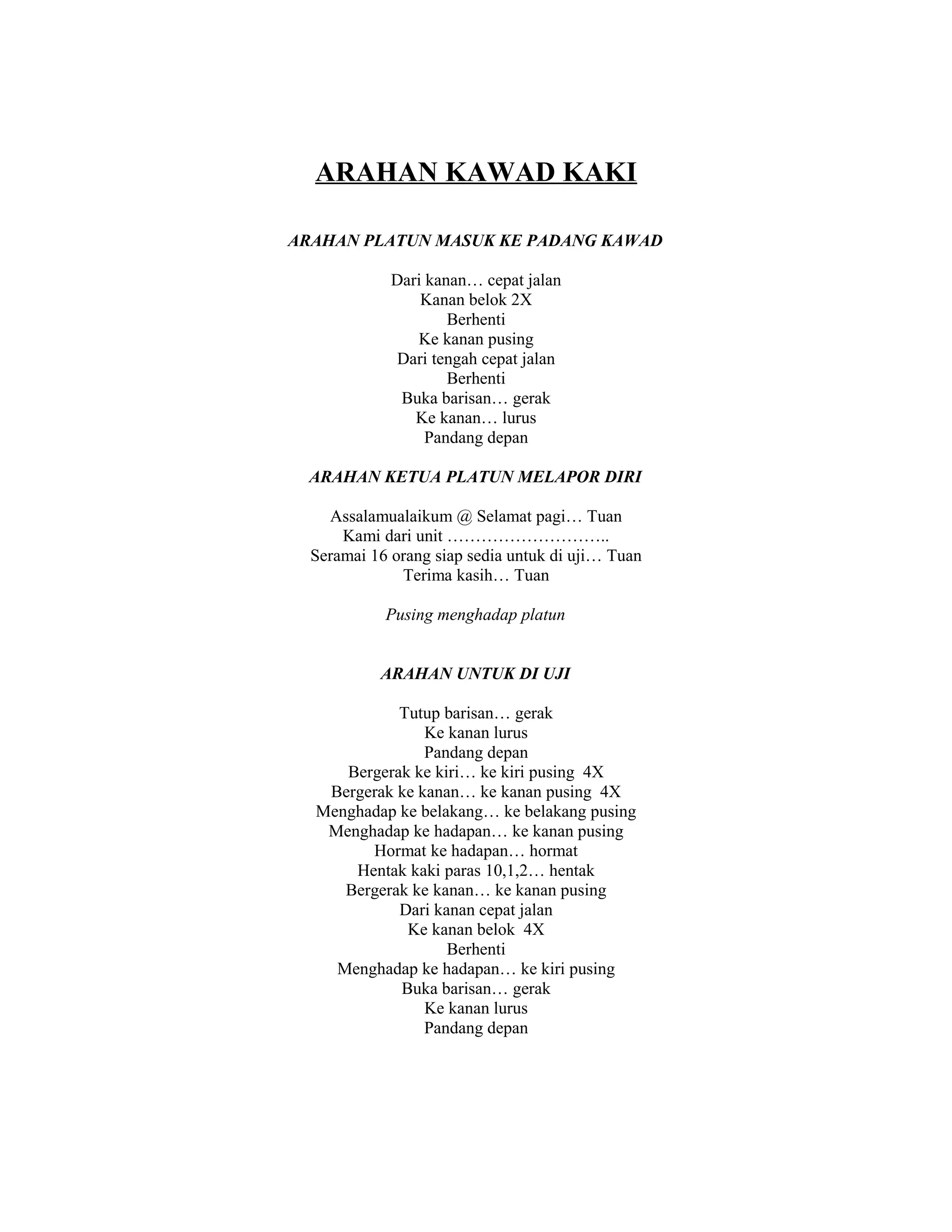 Arahan kawad kaki | DOC