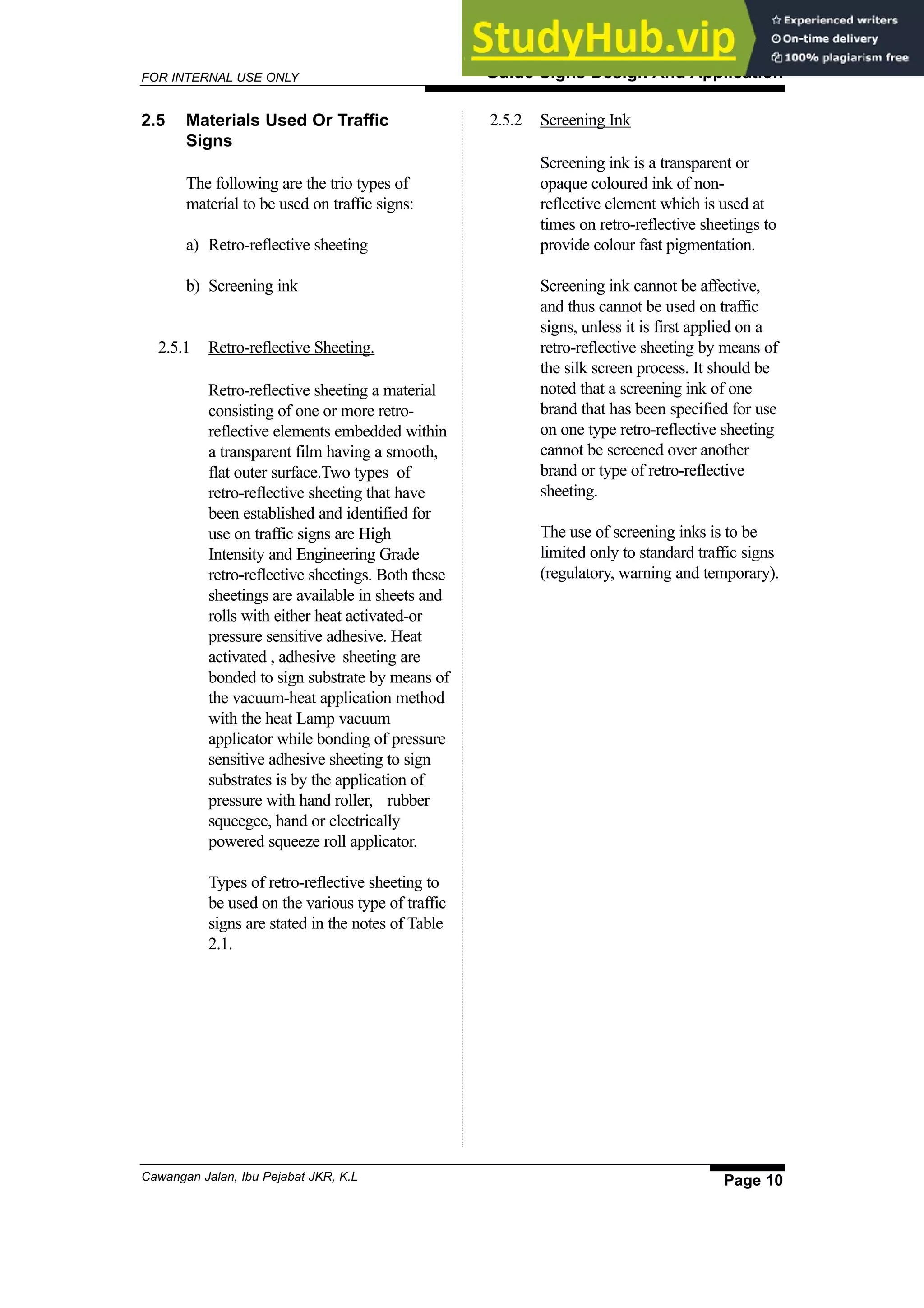 ARAHAN TEKNIK (JALAN) 2E 87 GUIDE SIGNS DESIGN AND APPLICATION JABATAN ...