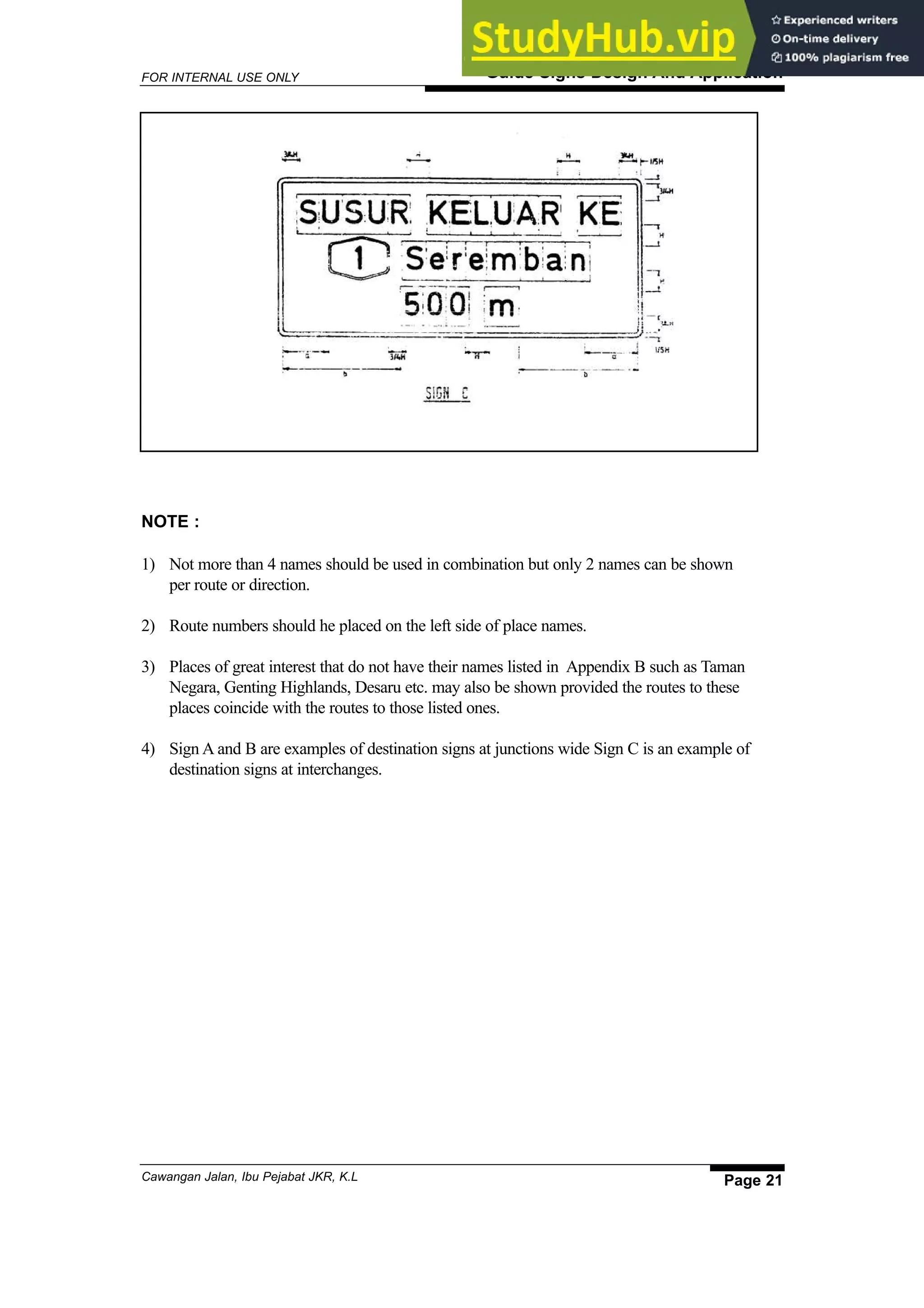 ARAHAN TEKNIK (JALAN) 2E 87 GUIDE SIGNS DESIGN AND APPLICATION JABATAN ...