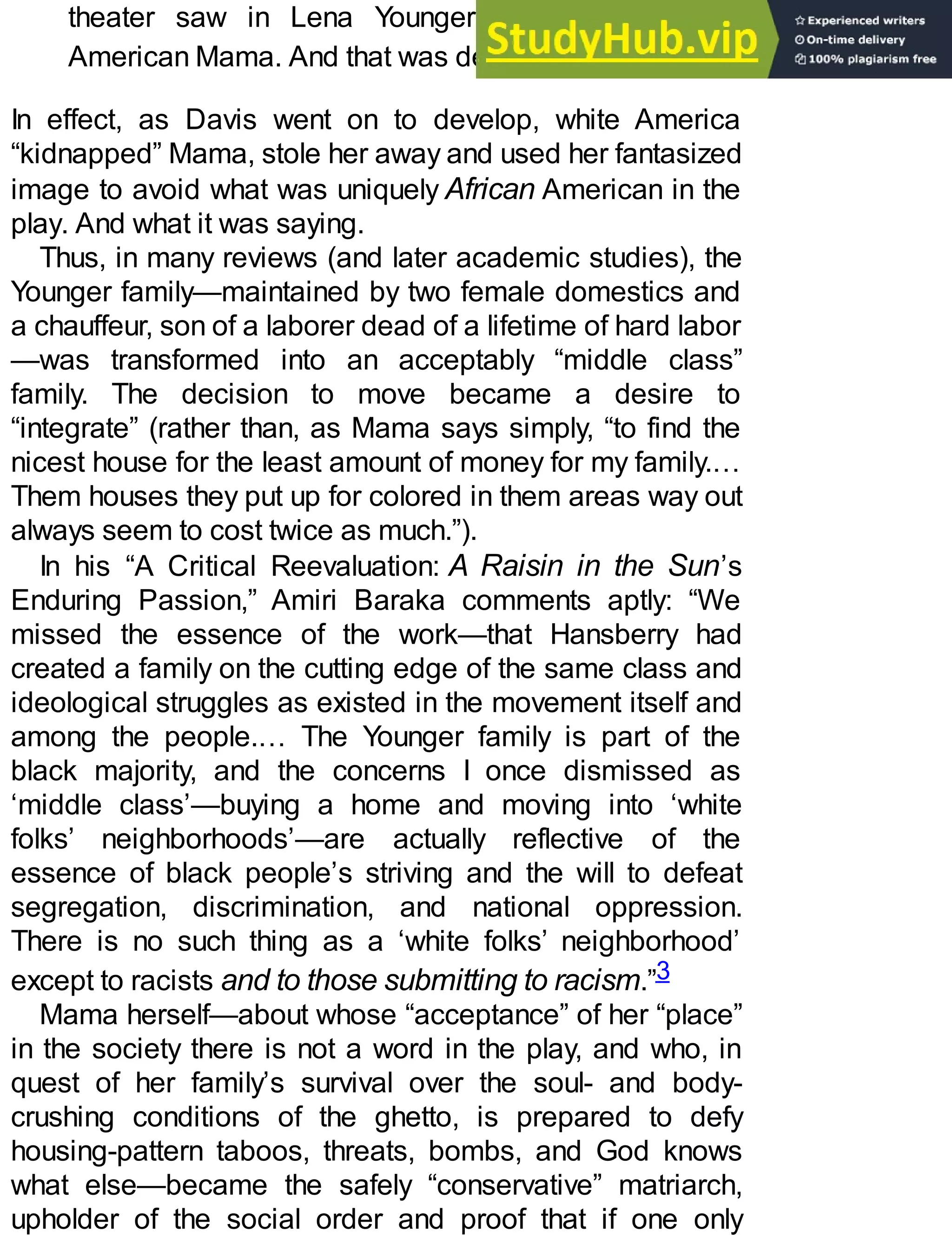 A Raisin In The Sun - Lorraine Hansberry | PDF