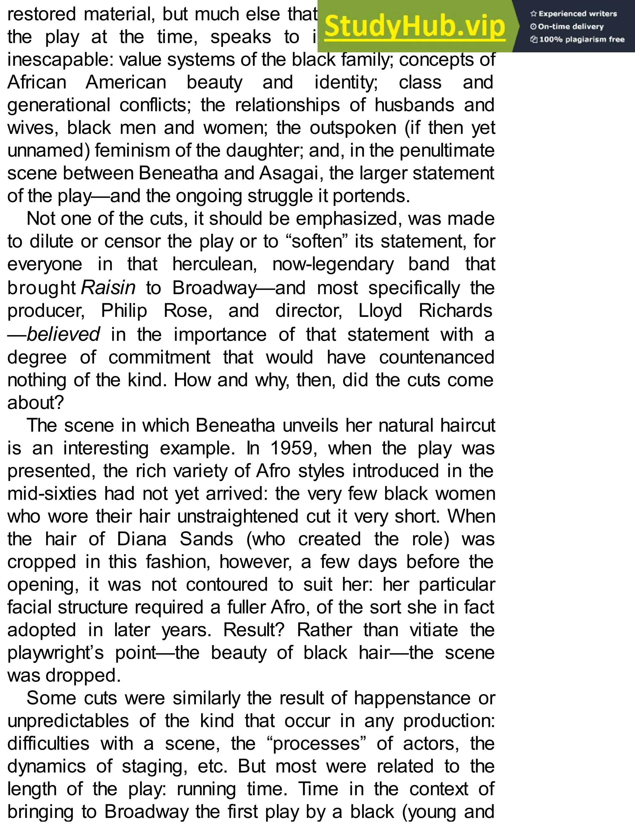 A Raisin In The Sun - Lorraine Hansberry | PDF