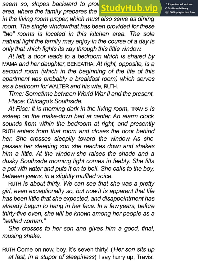 A Raisin In The Sun - Lorraine Hansberry | PDF