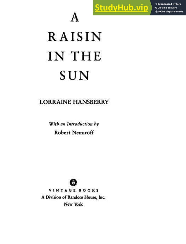 A Raisin In The Sun - Lorraine Hansberry | PDF