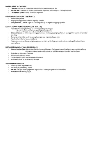 Aral. Pan. (Kabihasnang Greek at Roman) | DOCX