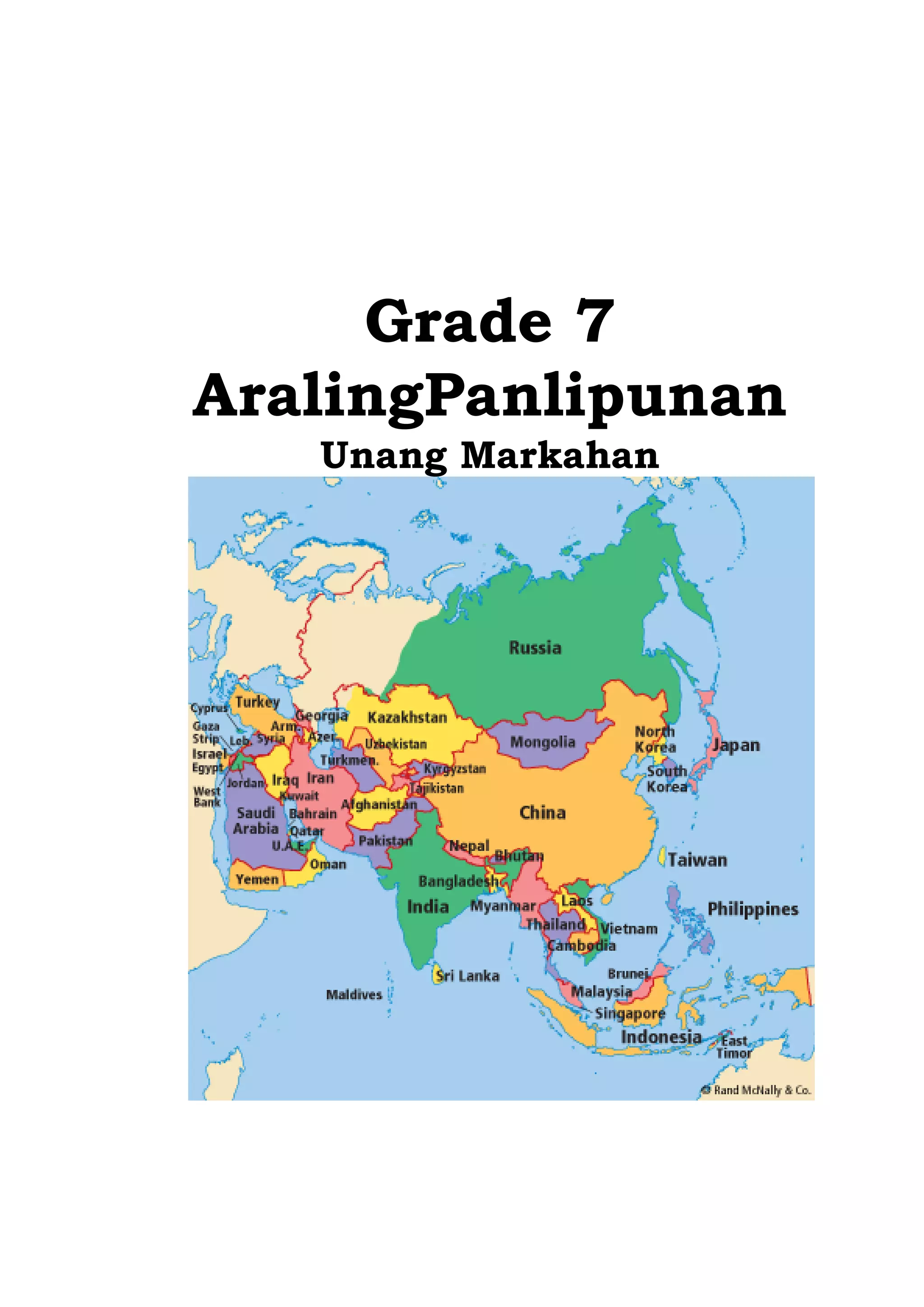 Araling Panlipunan Grade-7 - Learning Module - Quarter 1 - Module 1 | PDF