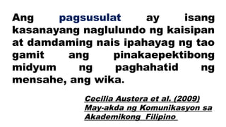 Pagsulat sa Filipino sa Piling larang- Aralin 1 | PPTX