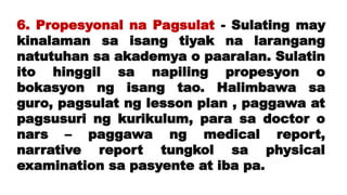 Aralin 2- Gamit at uri ng pagsulat( Filipino sa piling Larang-) | PPTX