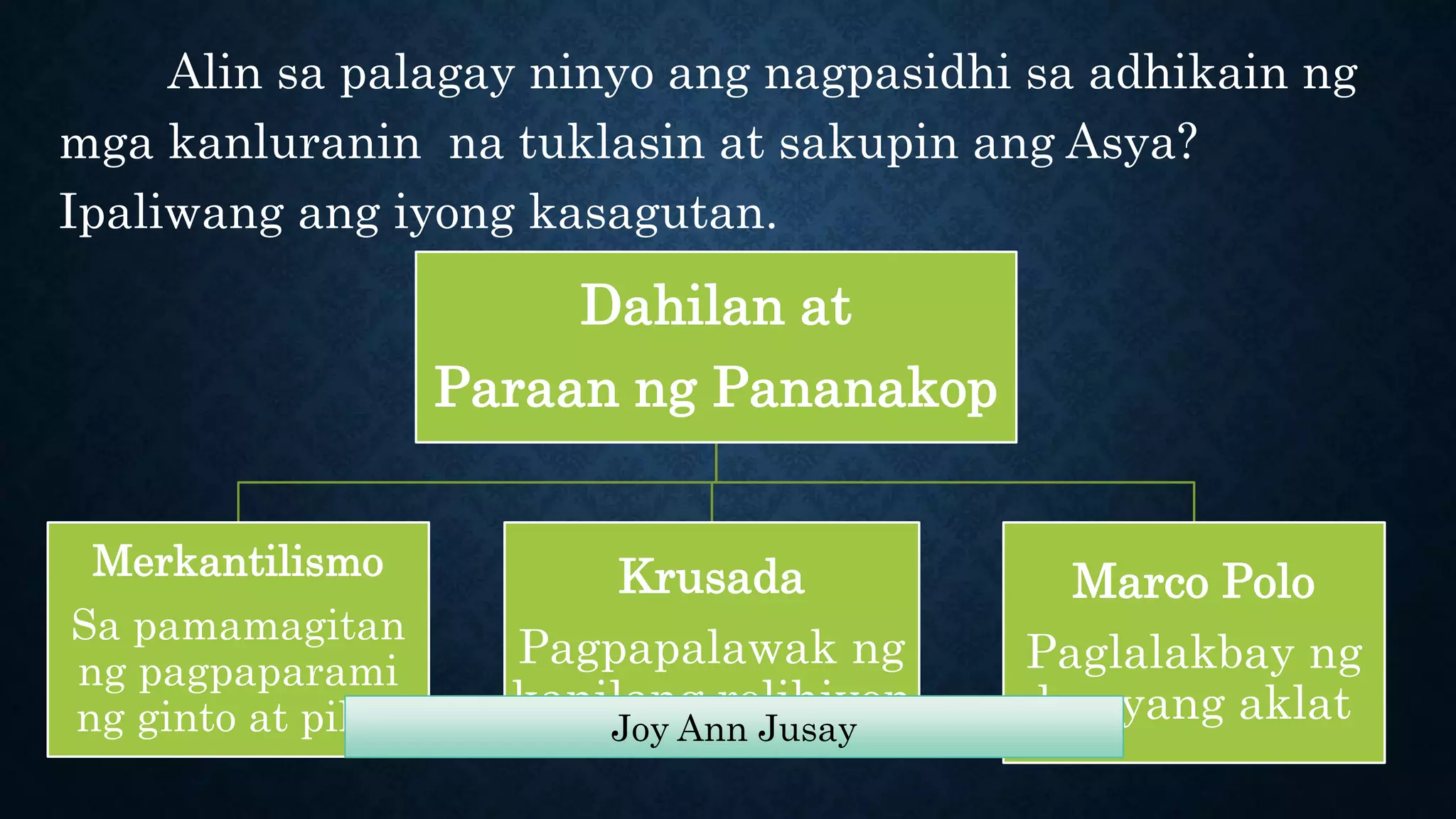 Mga Dahilan at Paraan ng Pananakop ng mga Kanluranin sa Silangan at ...