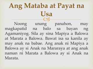 Aralin 1.2a panitikan- ang mataba at payat ng usa | PPTX